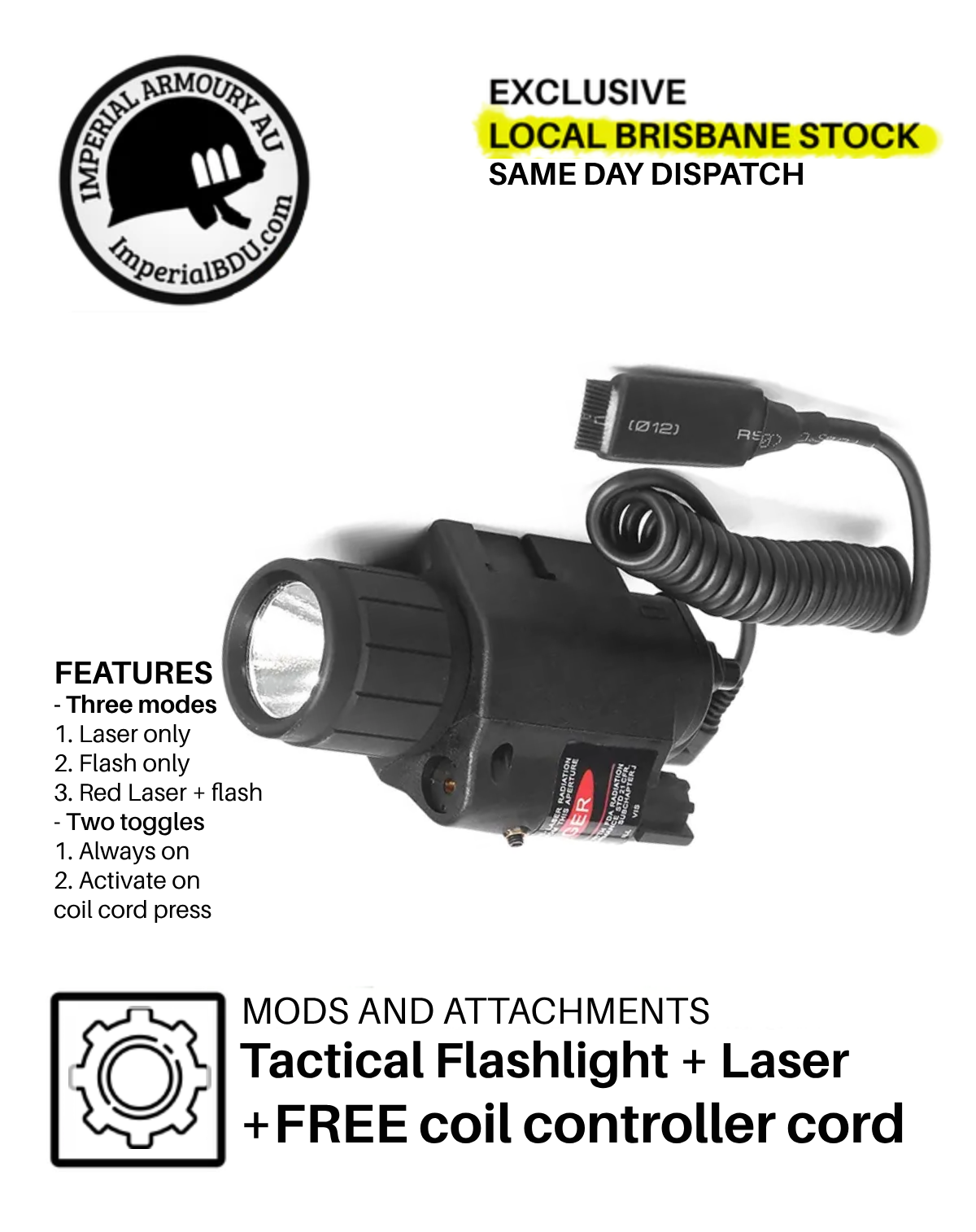 ULTRA Tactical Flashlight with Laser / Laser Flashlight Combo (Brisbane ...