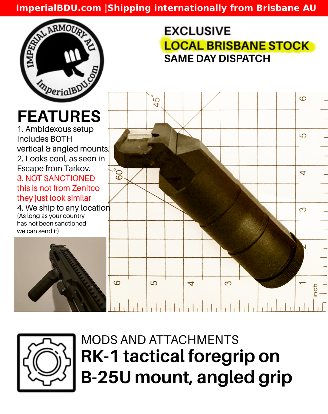 Zenit RK-1 tactical foregrip on B-25U mount, angled foregrip, tactical ...