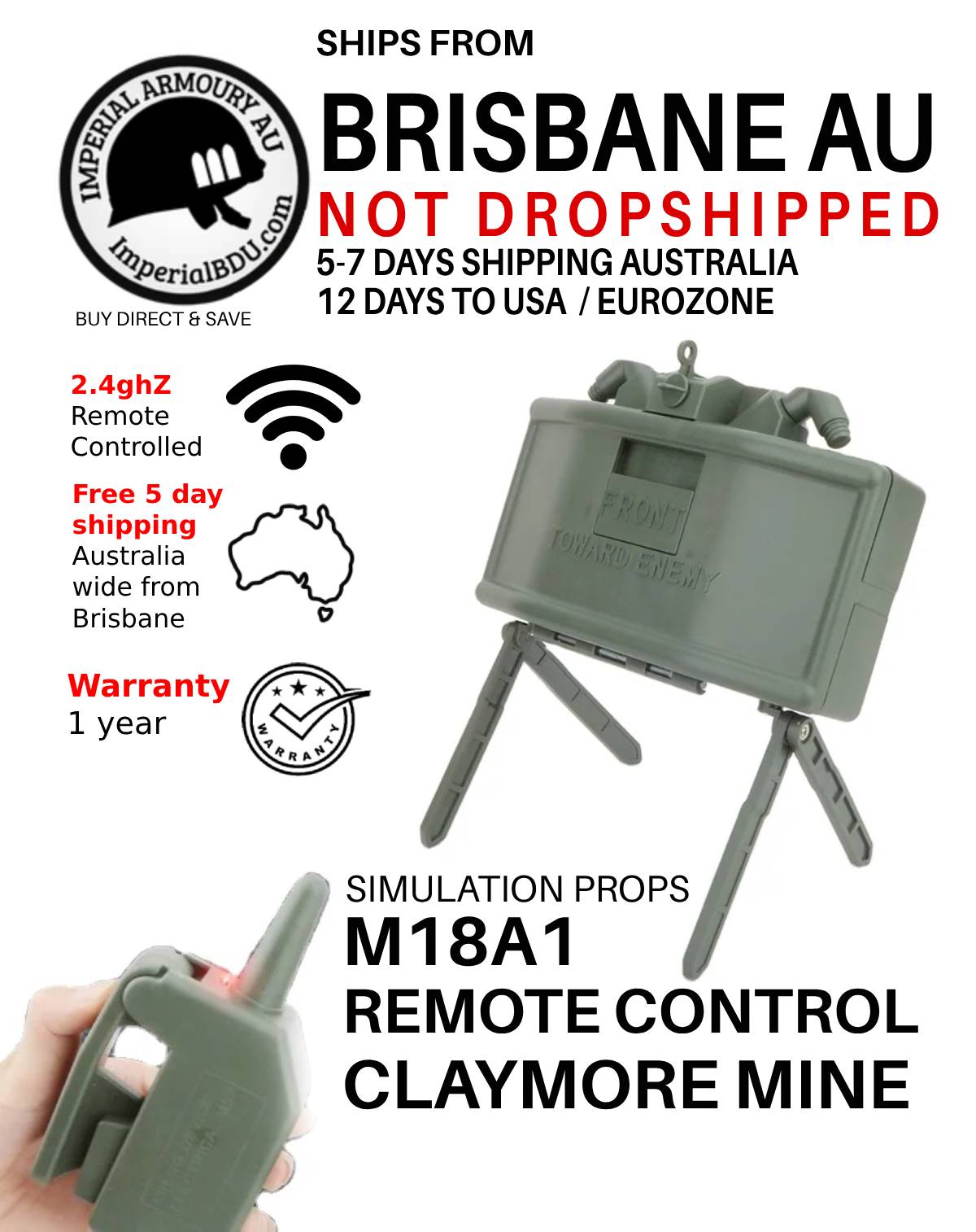 M18A1 Working Replica Remote Control Claymore Landmine Toy / Prop ...
